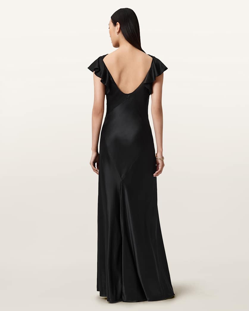 Flora Maxi Dress Black | ALLSAINTS